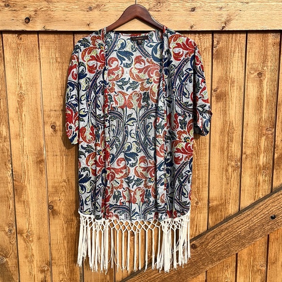 Fever | Jackets & Coats | Fever Mosaic Fringe Duster | Poshmark